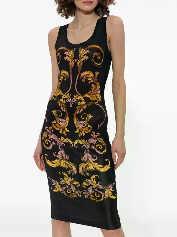 Versace Barocco Print Midi Dress