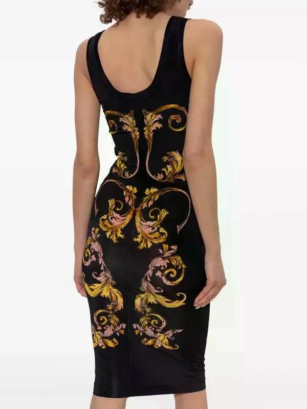 Versace Barocco Print Midi Dress