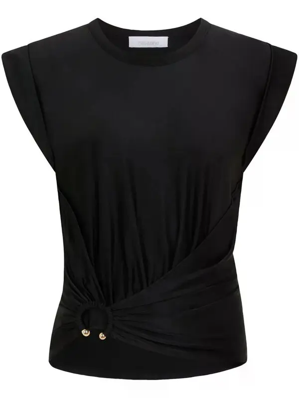 Rabanne Asymmetric Gathered-detail Blouse - Black