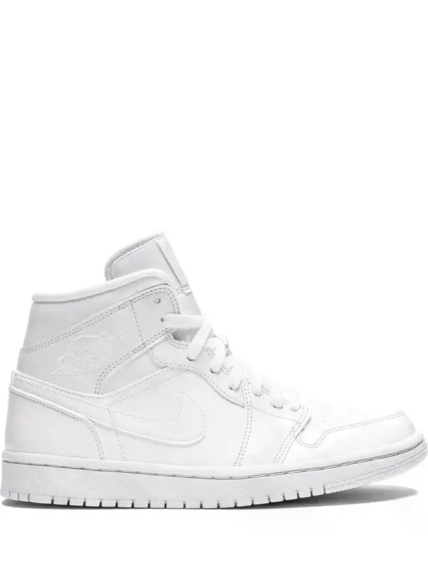 JORDAN 1 Mid Triple Patent Leather Sneakers - White