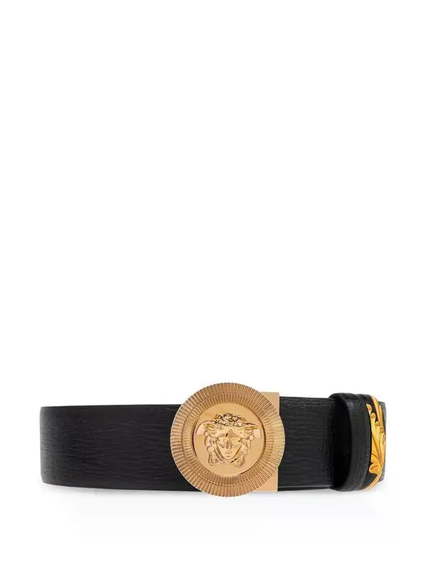 Versace Medusa Buckle Leather Belt - Black