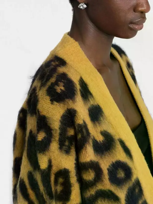 Attico Leopard-intarsia Knitted Cardigan