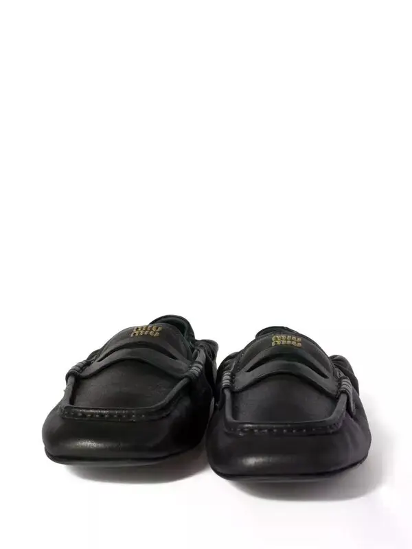 Miu Miu Embossed-logo Loafers - Black