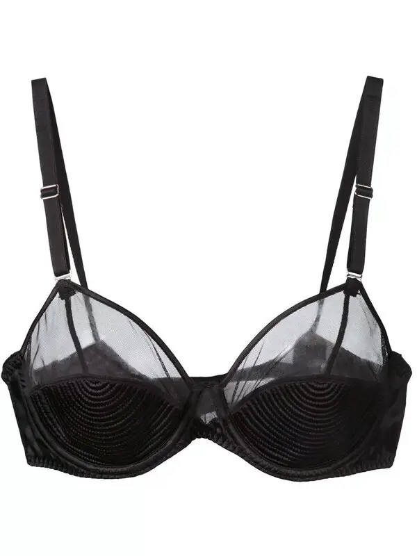 FLEUR DU MAL Mesh And Satin Bra - Black