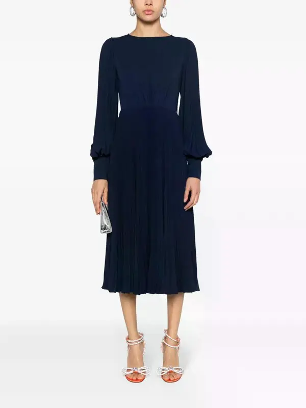NISSA Plissé Pleated Midi Dress