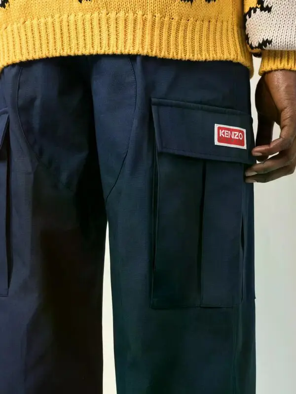 Kenzo Straight-leg Cargo Trousers - Blue