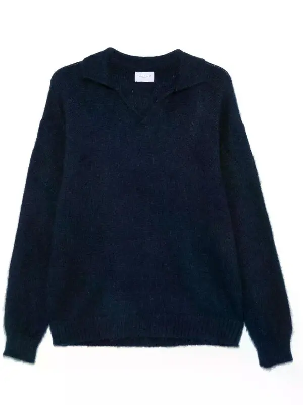FAMILY FIRST Knitted Mohair-blend Polo Sweater