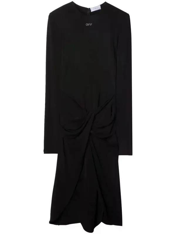 Off-White Twist-detail Midi Dress - Black