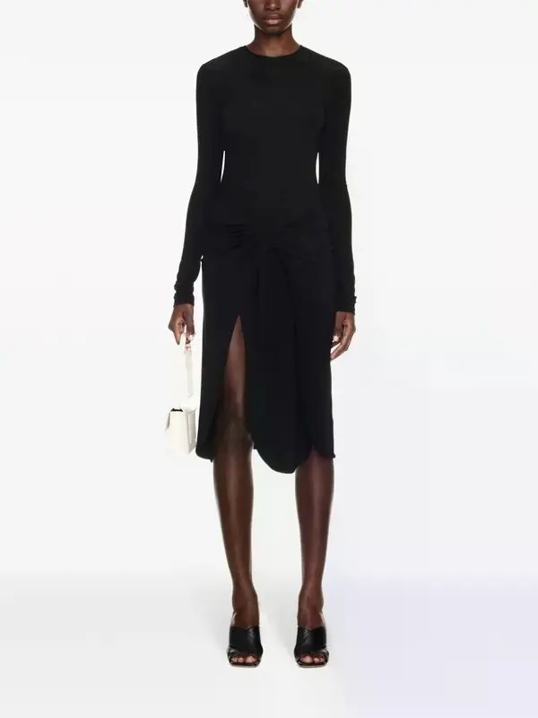 Off-White Twist-detail Midi Dress - Black