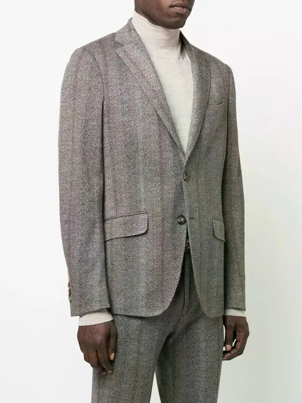 Etro Herringbone Tonal Striped Blazer - Neutrals