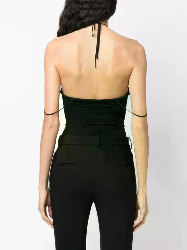 ANDREĀDAMO Ribbed-knit Cut-out Bodysuit
