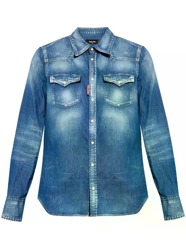 Dsquared2 Western Ripped-detail Denim Shirt
