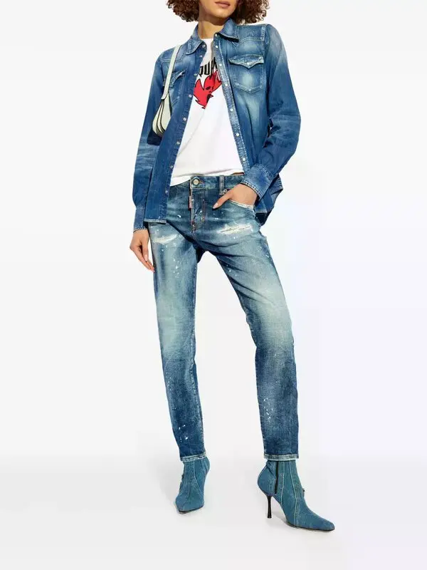 Dsquared2 Western Ripped-detail Denim Shirt