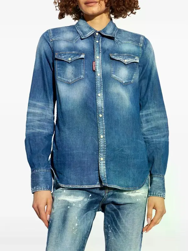 Dsquared2 Western Ripped-detail Denim Shirt