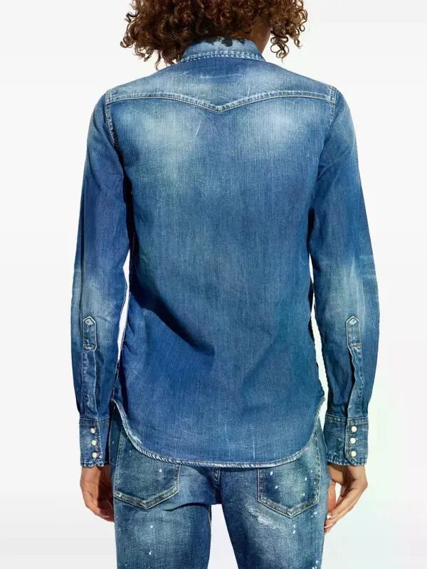 Dsquared2 Western Ripped-detail Denim Shirt