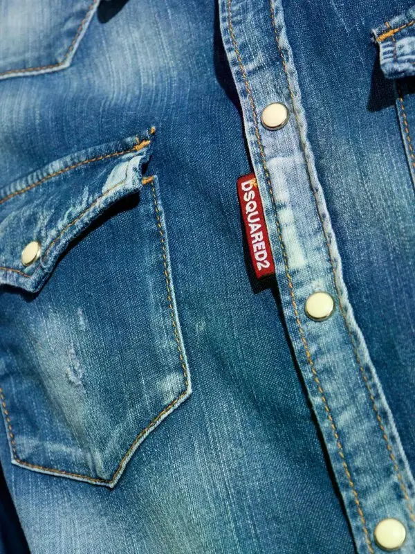 Dsquared2 Western Ripped-detail Denim Shirt