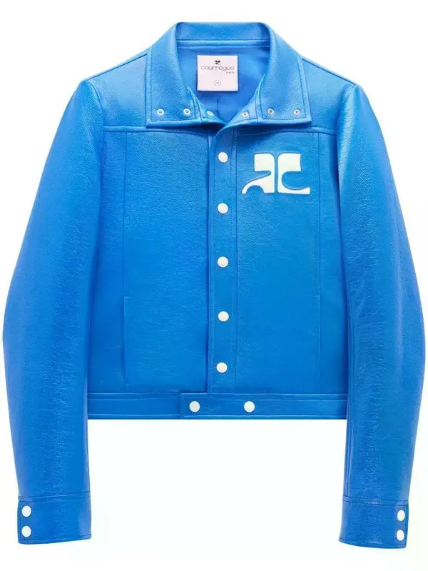 COURREGES Logo-patch Shirt Jacket - Blue