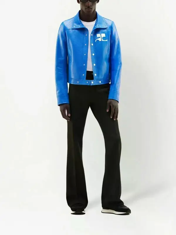 COURREGES Logo Patch Shirt Jacket - Blue