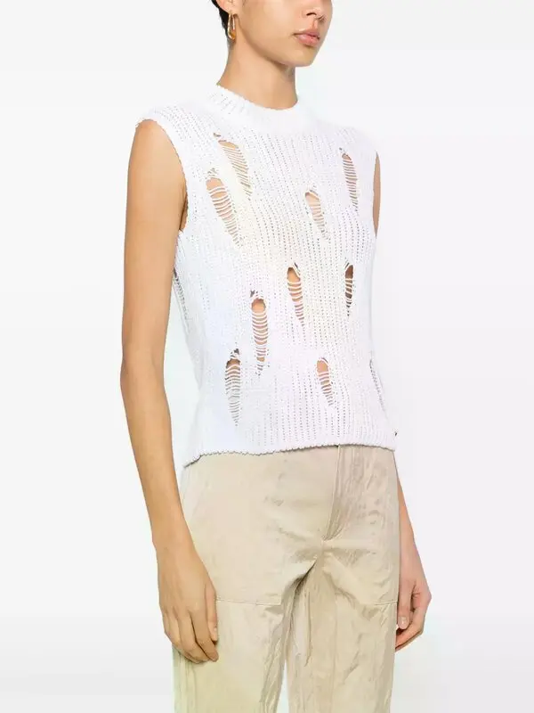 Gauchère Distressed Cotton Vest - White