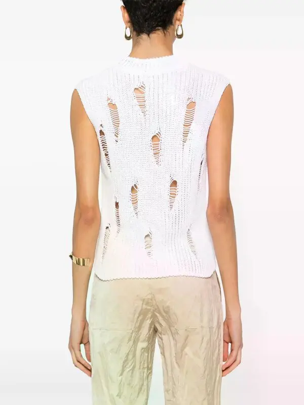 Gauchère Distressed Cotton Vest - White