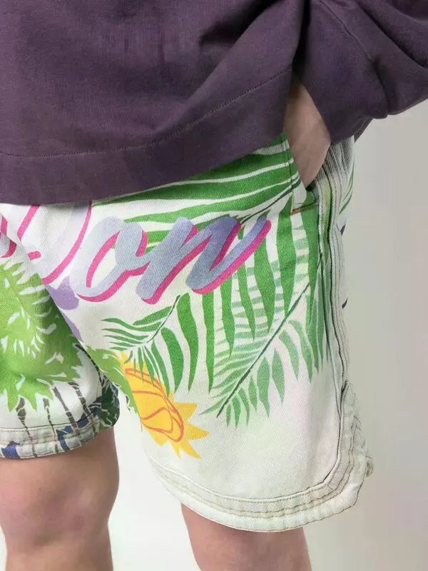 JUST DON Graphic Print Cotton Shorts