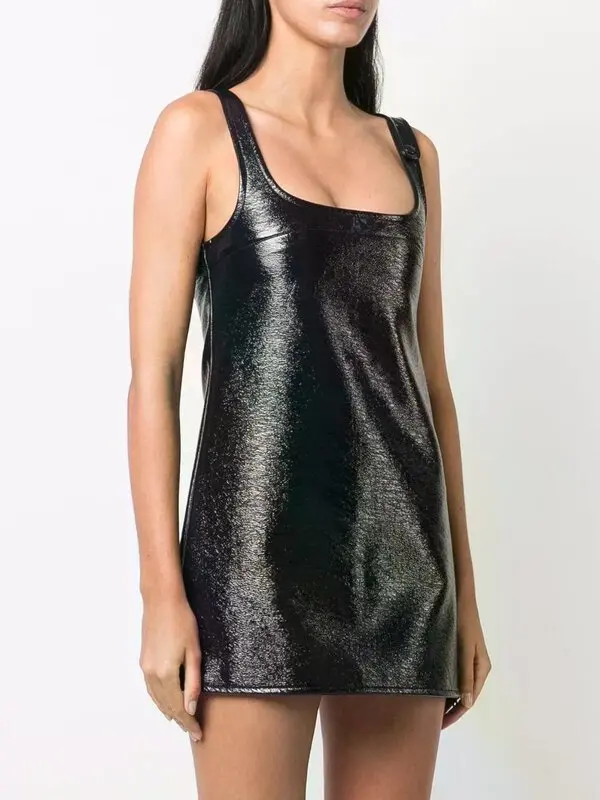 COURREGES Sleeveless Vinyl Mini Dress - Blue