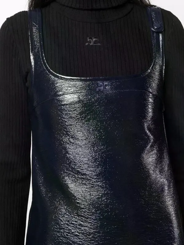 COURREGES Sleeveless Vinyl Mini Dress - Blue