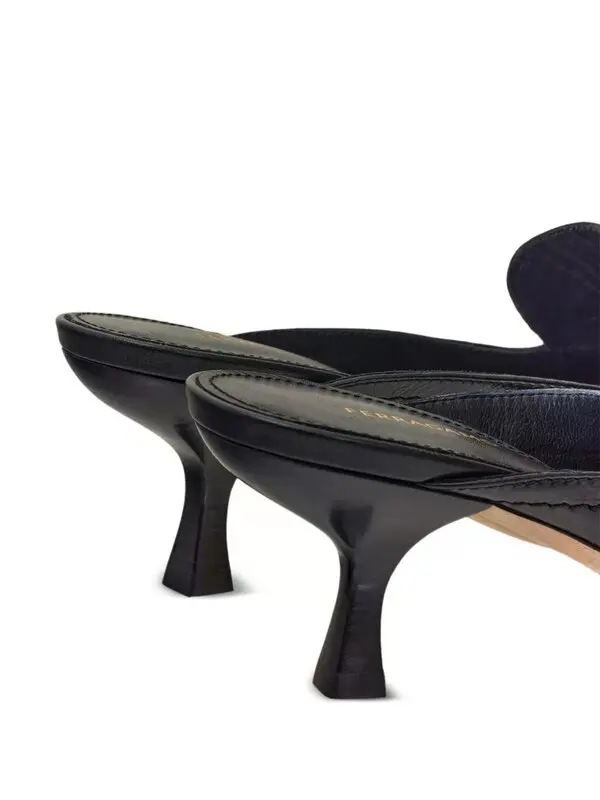 FERRAGAMO 55mm Crocodile-effect Leather Mules - Black