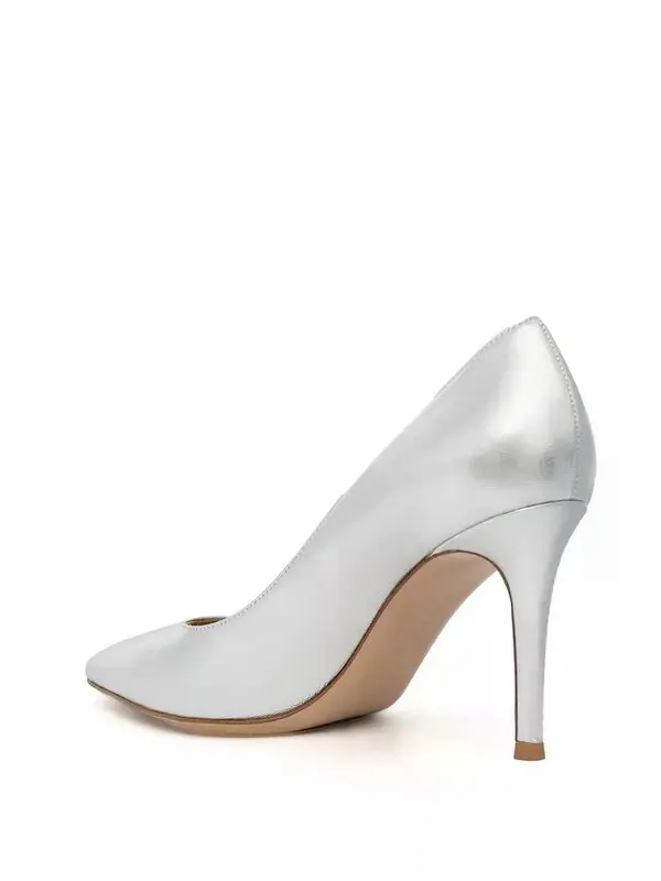 GIANVITO ROSSI 85mm Metallic Leather Pumps - Silver