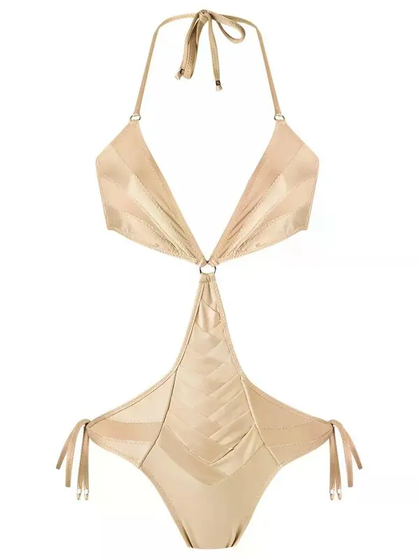 AMIR SLAMA Paneled Swimsuit - Neutrals