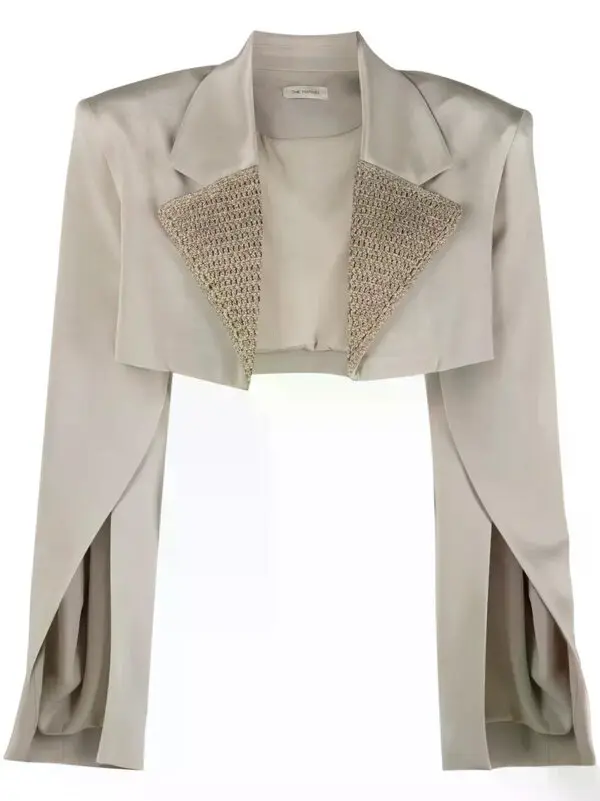 THE MANNEI Marica Crochet-panel Cropped Blazer - Neutrals