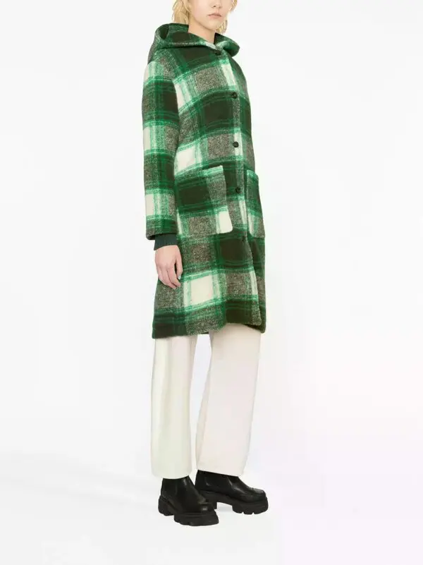 Woolrich Checked Hooded Wool-blend Coat