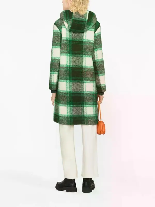 Woolrich Checked Hooded Wool-blend Coat