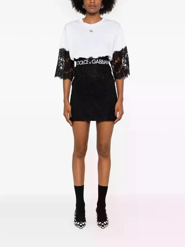 Dolce & Gabbana Floral-lace Mini Skirt
