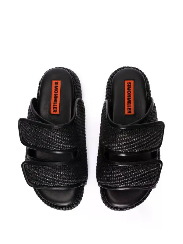 SIMONMILLER Raffia Platform Slides - Black