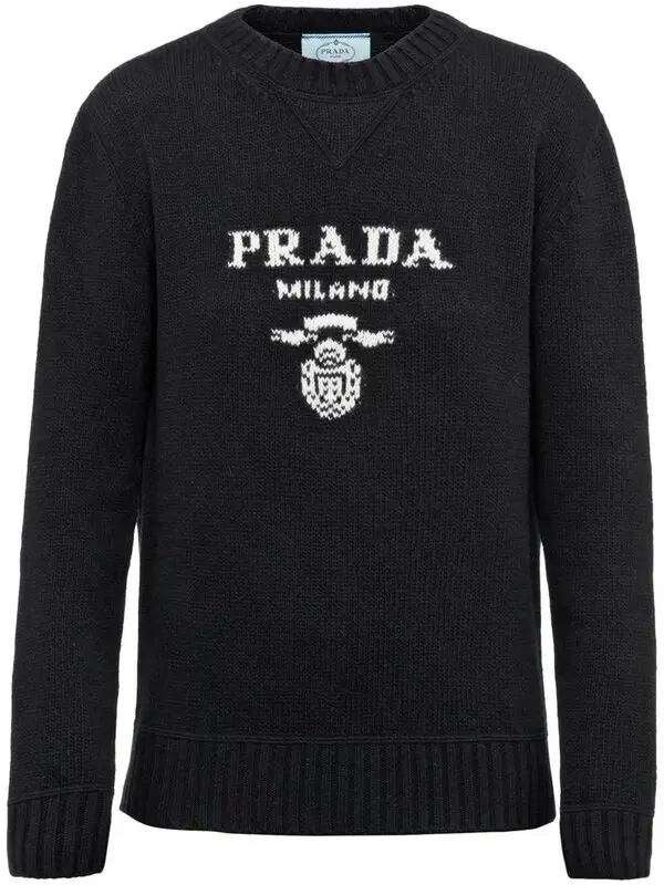 Prada Logo Crew-neck Sweater - Black