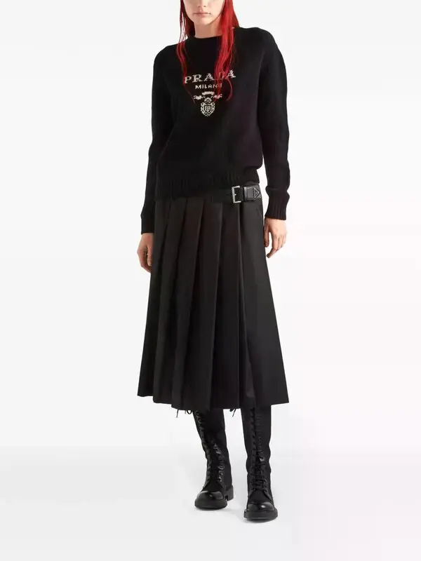 Prada Logo Crew-neck Sweater - Black