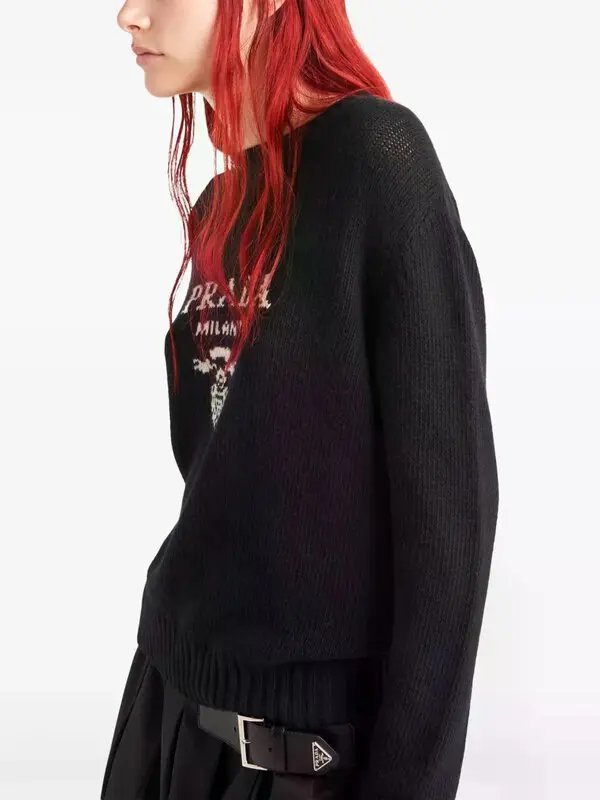Prada Logo Crew-neck Sweater - Black