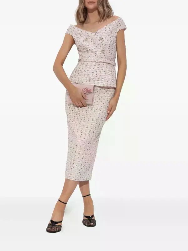 SELF-PORTRAIT Bouclé Midi Dress