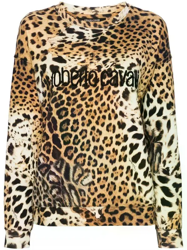 Roberto Cavalli Jaguar Skin-print Cotton Sweatshirt