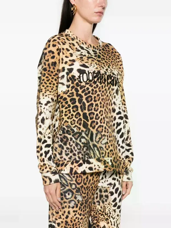 Roberto Cavalli Jaguar Skin-print Cotton Sweatshirt