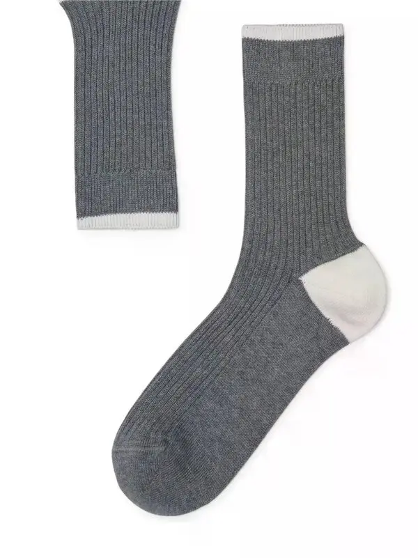 Brunello Cucinelli Ribbed Knit Cotton Socks