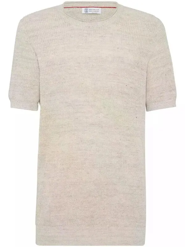 Brunello Cucinelli Knitted T-shirt - Neutrals