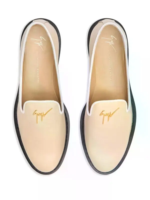GIUSEPPE ZANOTTI Logo-lettering Loafers - Neutrals