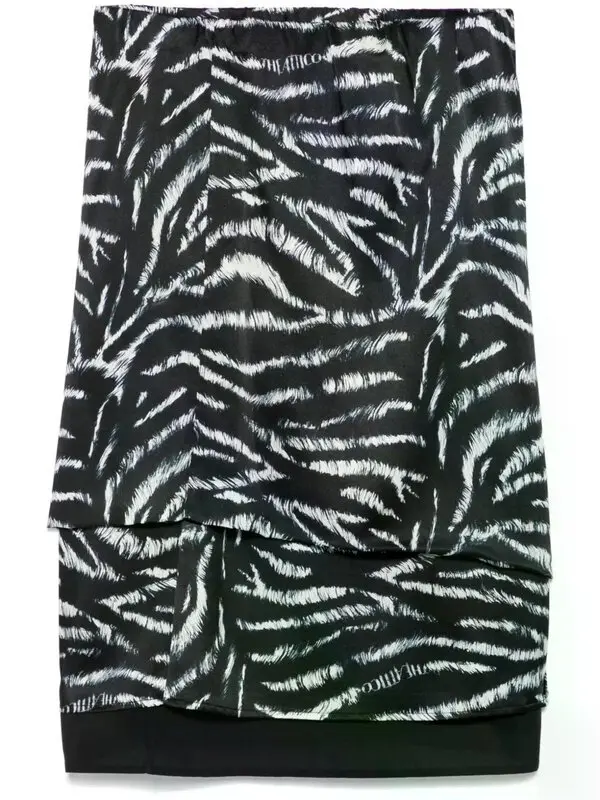 Attico Layered Zebra-print Skirt - Black