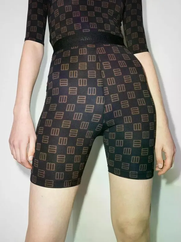 AMBUSH Monogram-print High-waist Cycling Shorts - Black