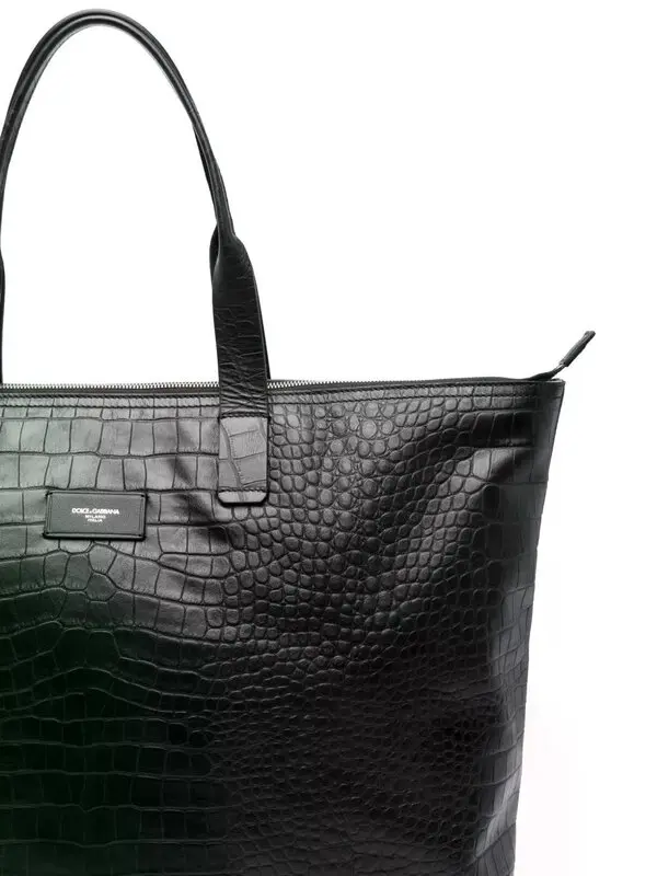 Dolce & Gabbana Large Crocodile-embossed Leather Tote