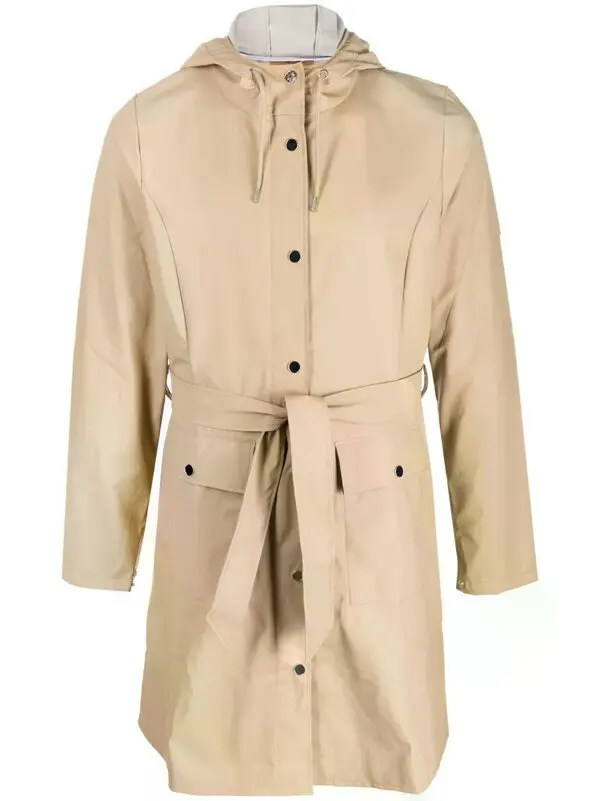 Rains Belted Hooded Raincoat - Neutrals