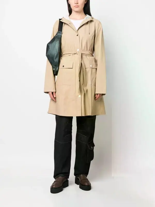 Rains Belted Hooded Raincoat - Neutrals