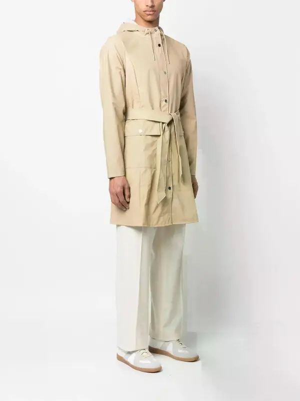 Rains Belted Hooded Raincoat - Neutrals